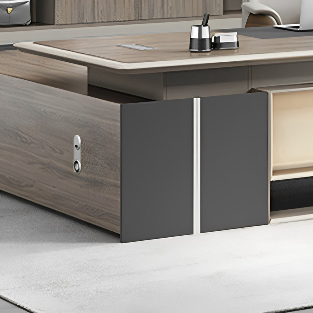 Hokku Designs Michelino 86.6'' W L-Shaped Executive Desk with and ...