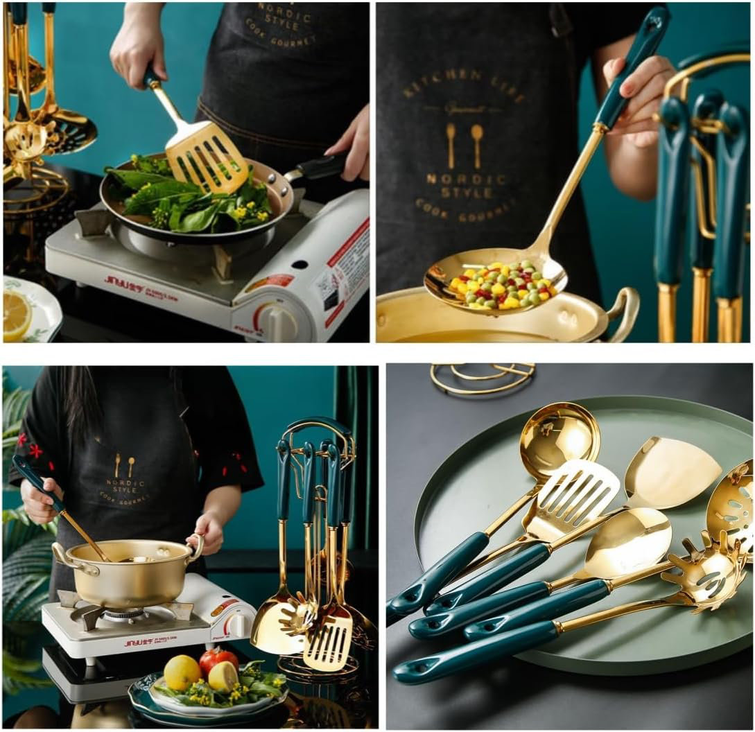 HAPPY LIFE Premium Stainless Steel & Ceramic Handle 7-Piece Kitchen ...