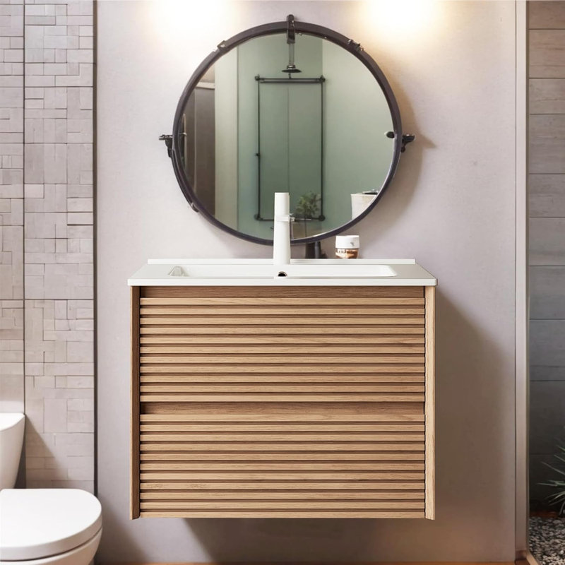 Latitude Run® 24" Floating Bathroom Vanity with Sink, Ceramic ...