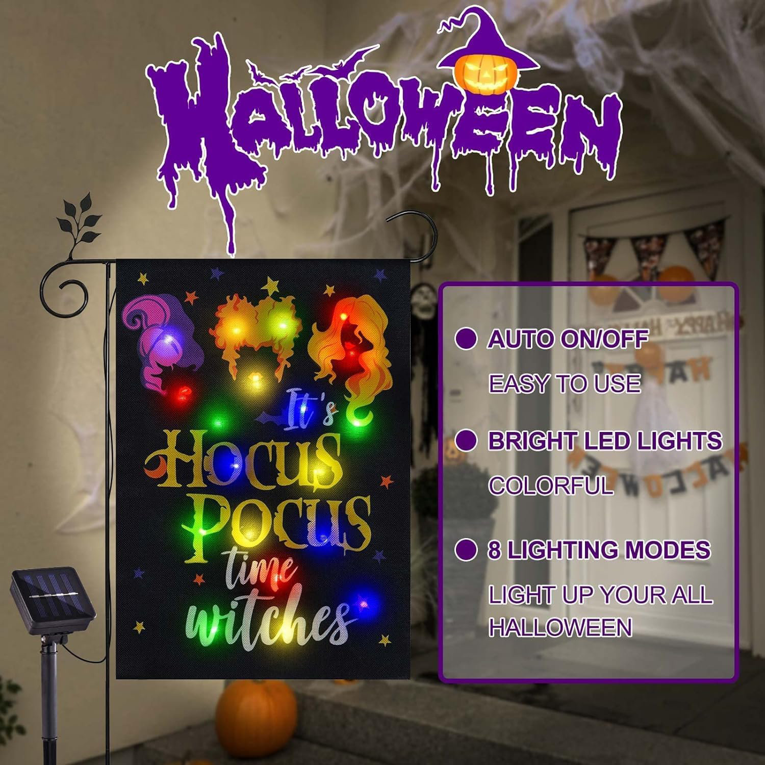 The Holiday Aisle® Solar Lighted Halloween Garden Flag It's Hocus Pocus ...