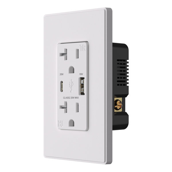 ELEGRP 20 Amps Tamper Resistant Quadplex Outlet with USB Port | Wayfair