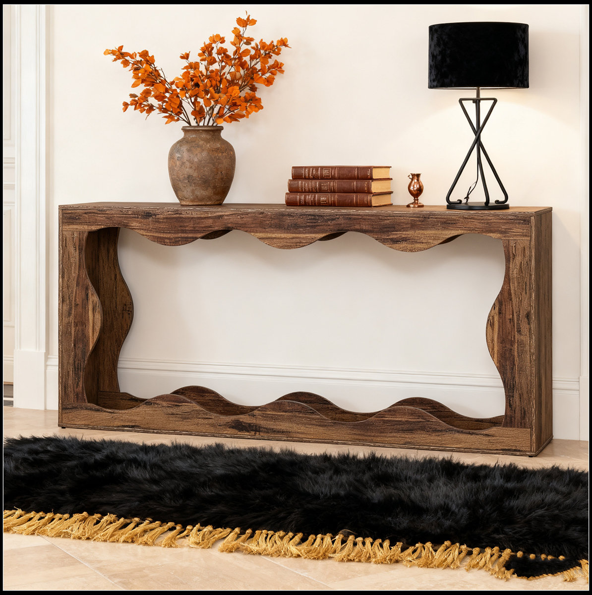 Latitude Run® 63 "Farmhouse Console Table With Storage In Brown, Couch ...