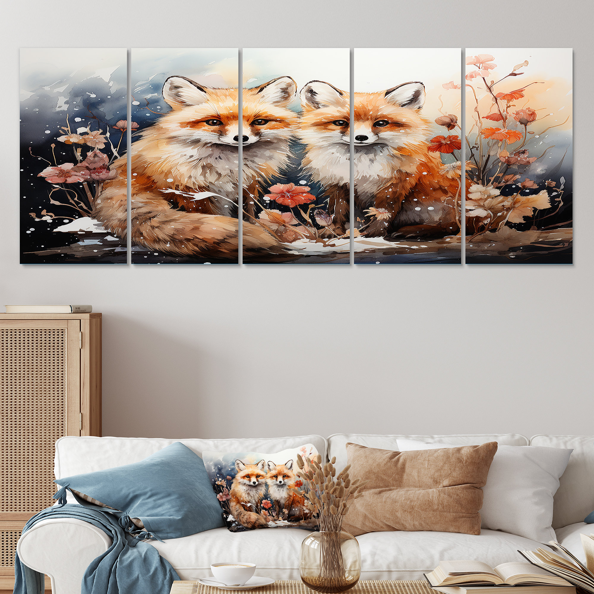Millwood Pines Springtime Fox S Gaze II - Fox 5 Piece Wall Art Set ...