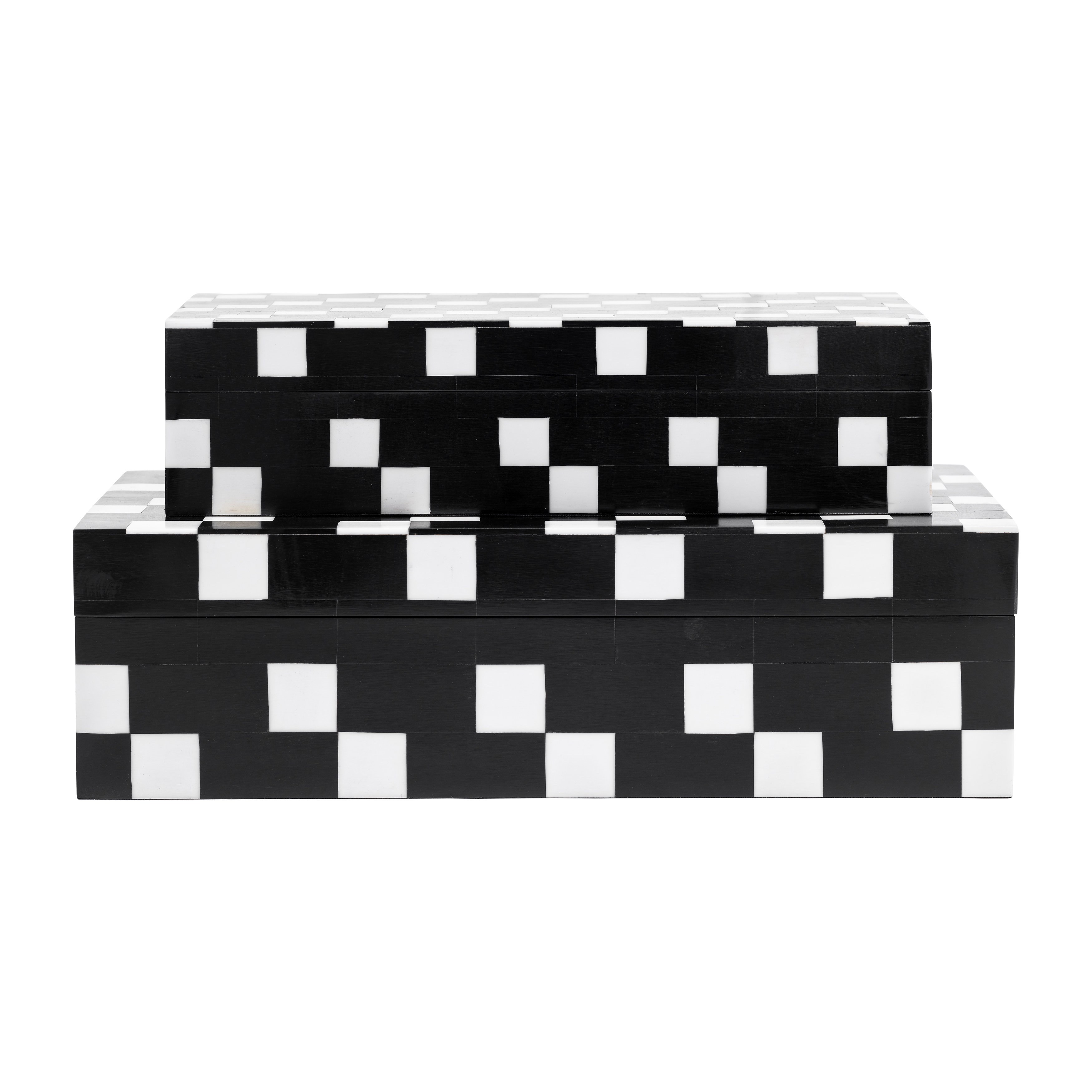 Joss & Main Set of 2 Black and White Storage Boxes - Diagonal Square ...