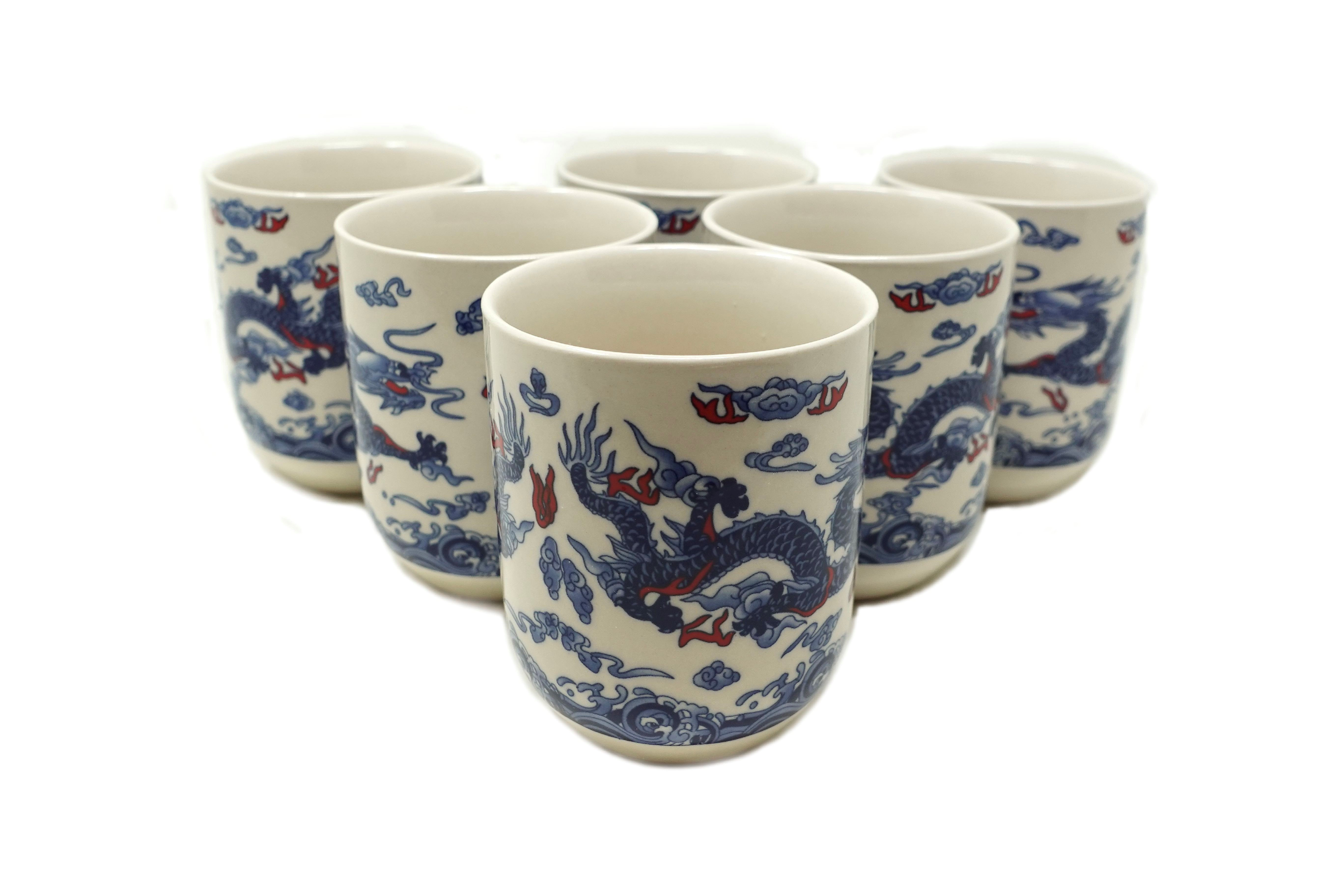 Alcott Hill® Set Of 6 Eastern Asian Design Ceramic Tea Cups White With ...