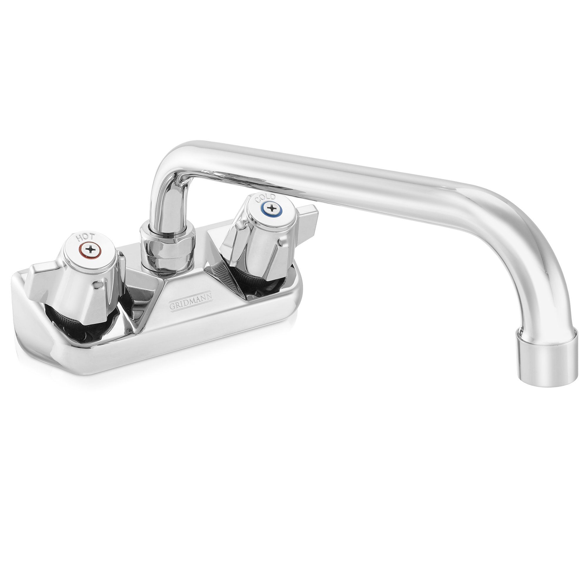 GRIDMANN Commercial Wall Mount Sink Faucet, 4" Center w/ 10" Swing ...