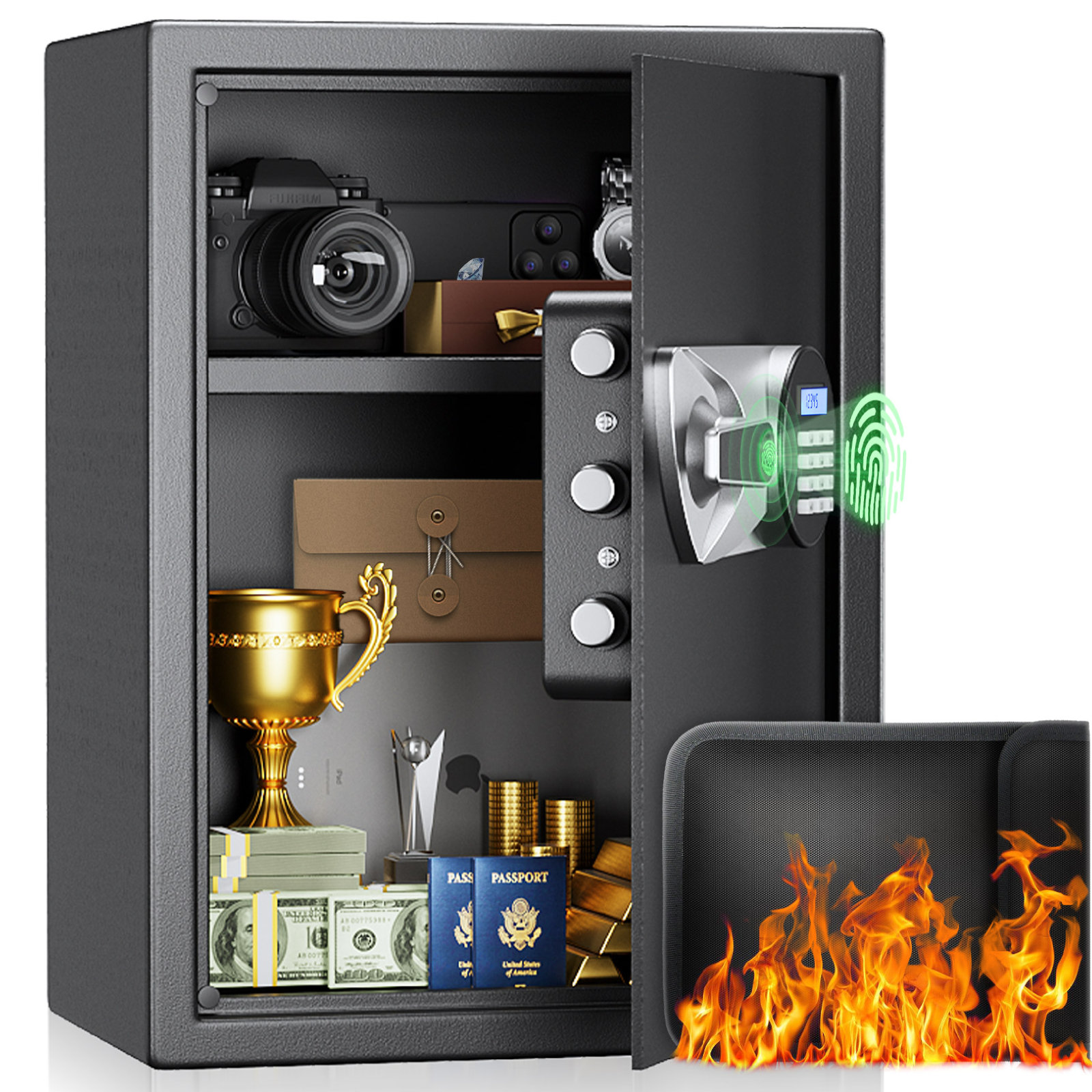 Blacksmith Fingerprint Recognition Safe, 0.8/1.2/1.8 Cub Safe Box ...