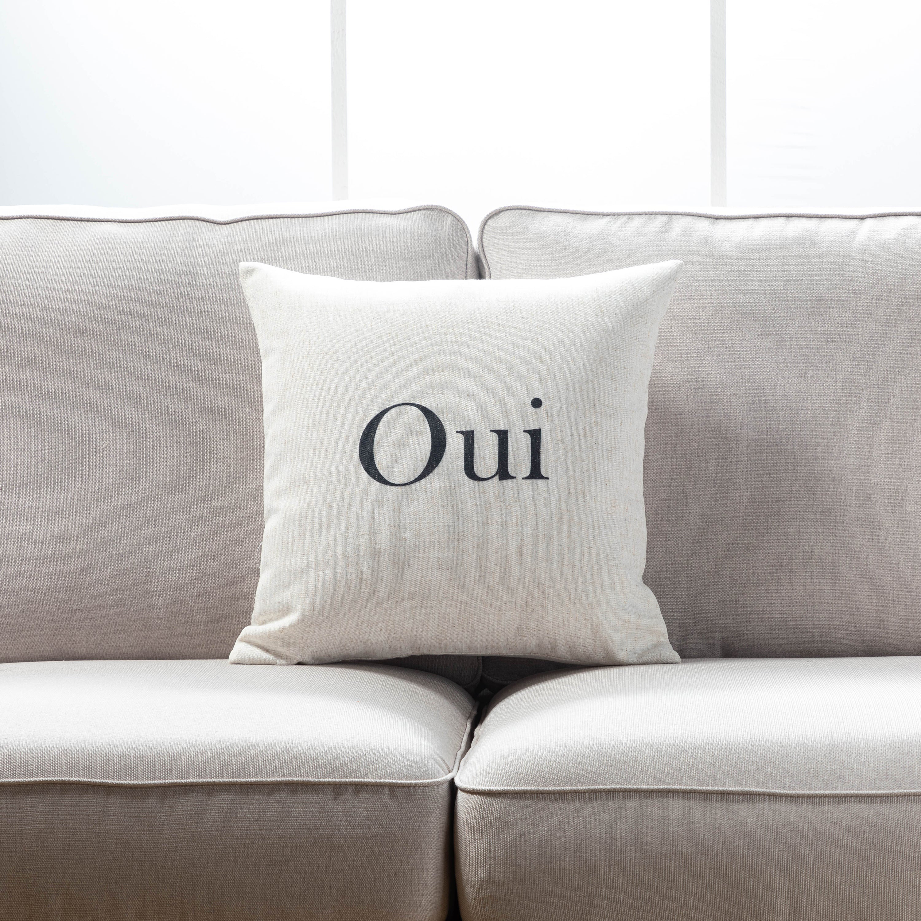 MDR Trading Inc. Oui Text On White With Feather Down Insert Pillow ...