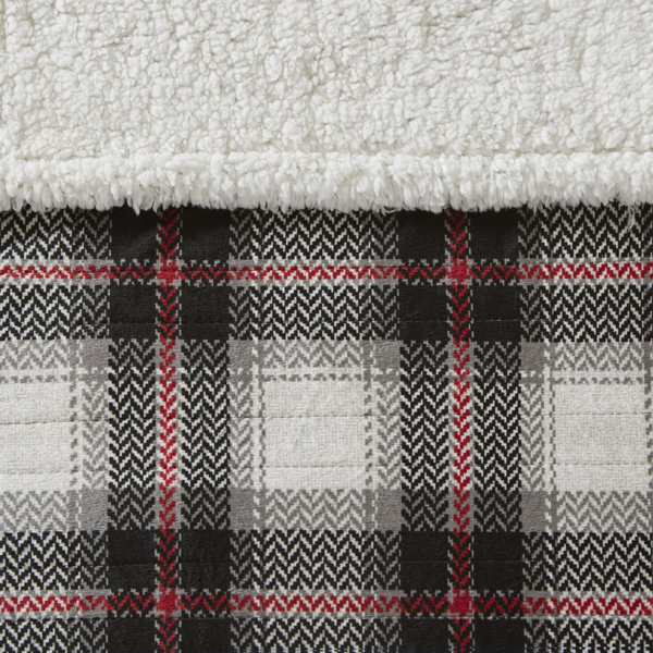 Woolrich Ridley Oversized Plaid Print Faux Mink to Berber Heated Throw ...