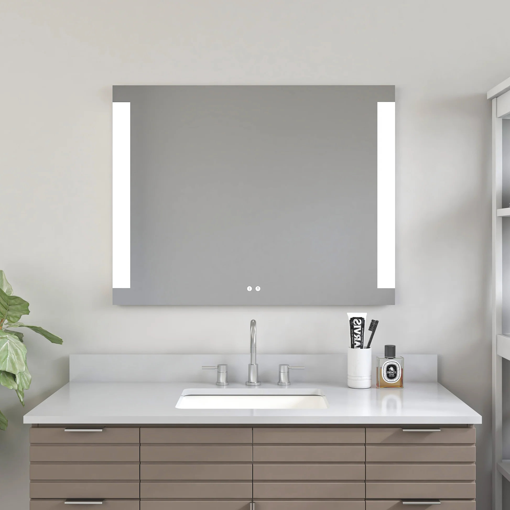 Orren Ellis LED Wall Mounted Bathroom Vanity Mirror with Dual Touch ...