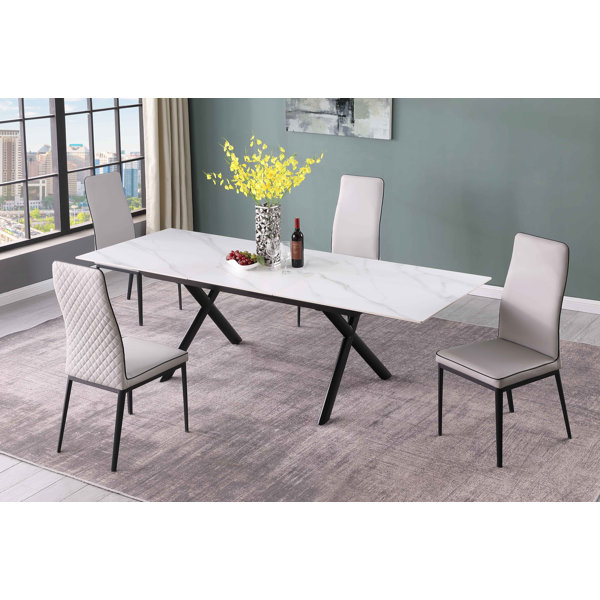 Ebern Designs Dvergheim Dining Set W/ Extendable Sintered Stone Top ...