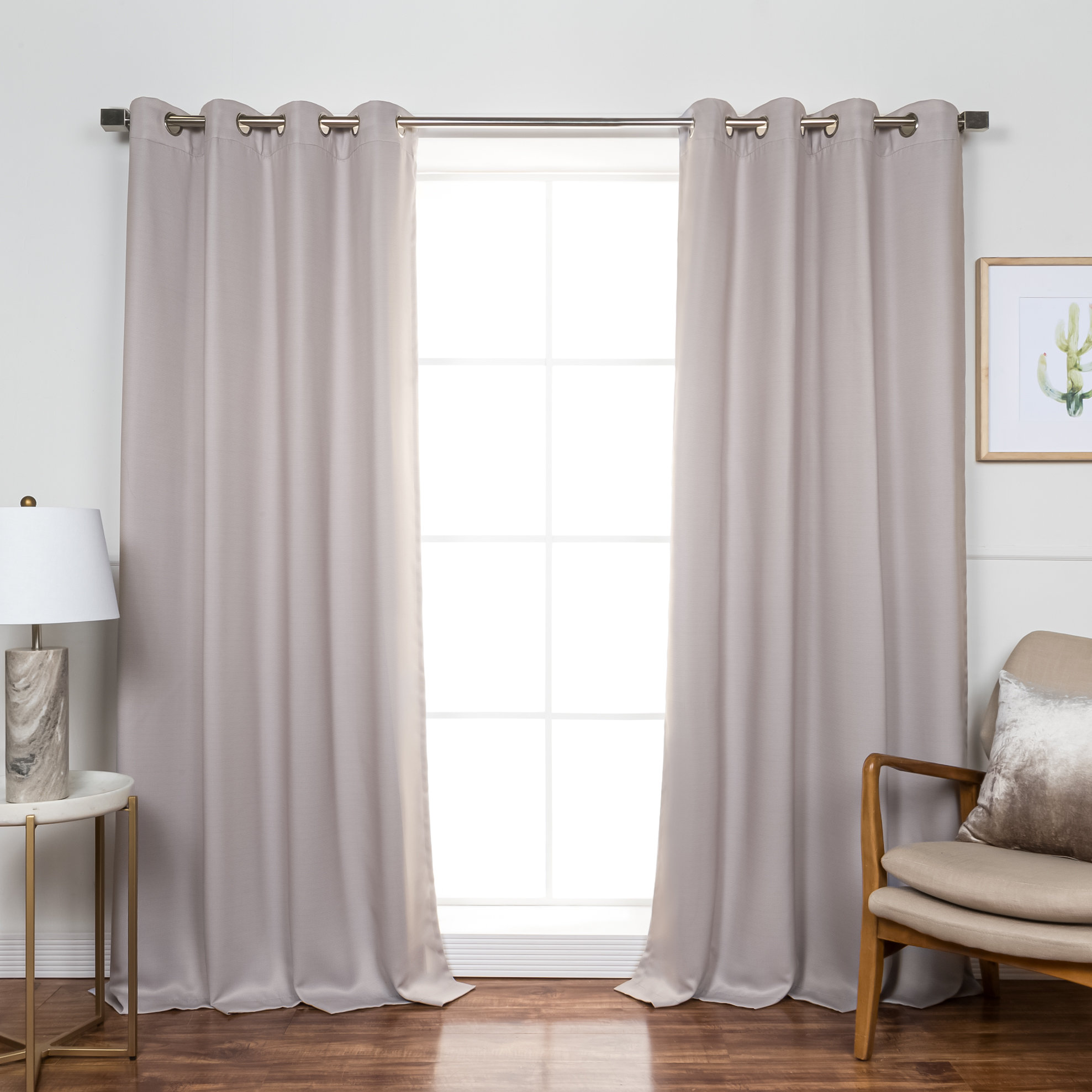 Ebern Designs Jhonathon Basketweave Printed Room Darkening Curtain Pair ...