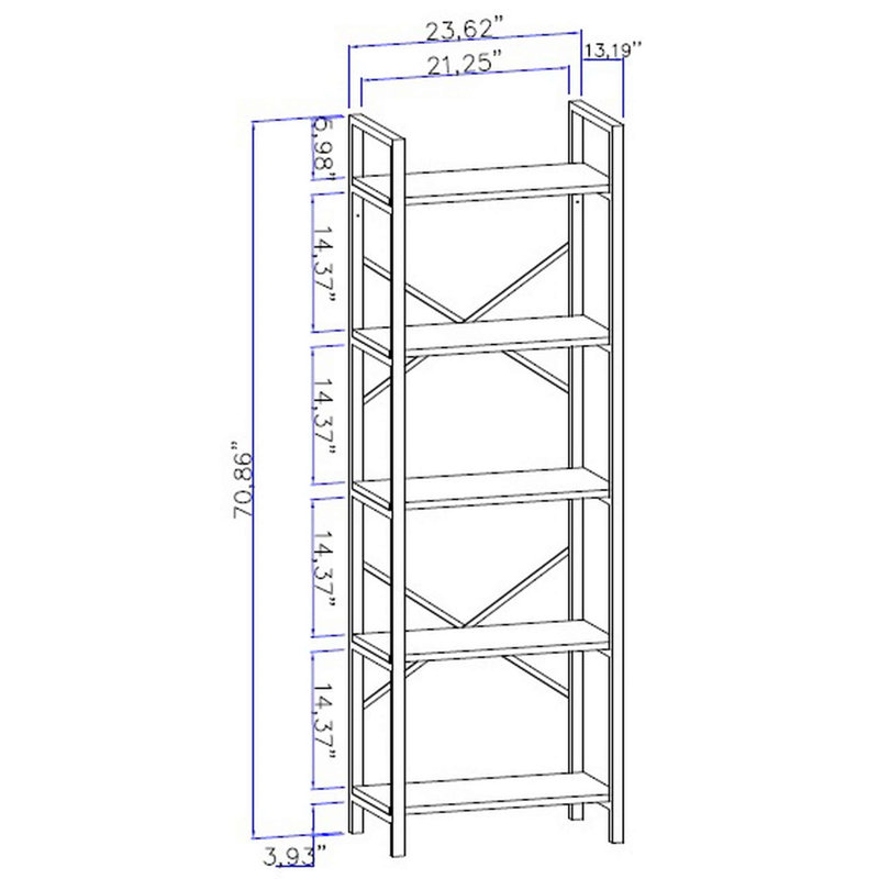 17 Stories 71'' H Metal Etagere Bookcase Tall Book Shelf | Wayfair
