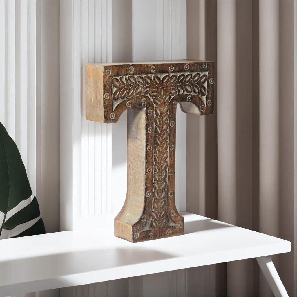 Bungalow Rose Alacia Handmade Eco-Friendly "T" Alphabet Letter Block ...