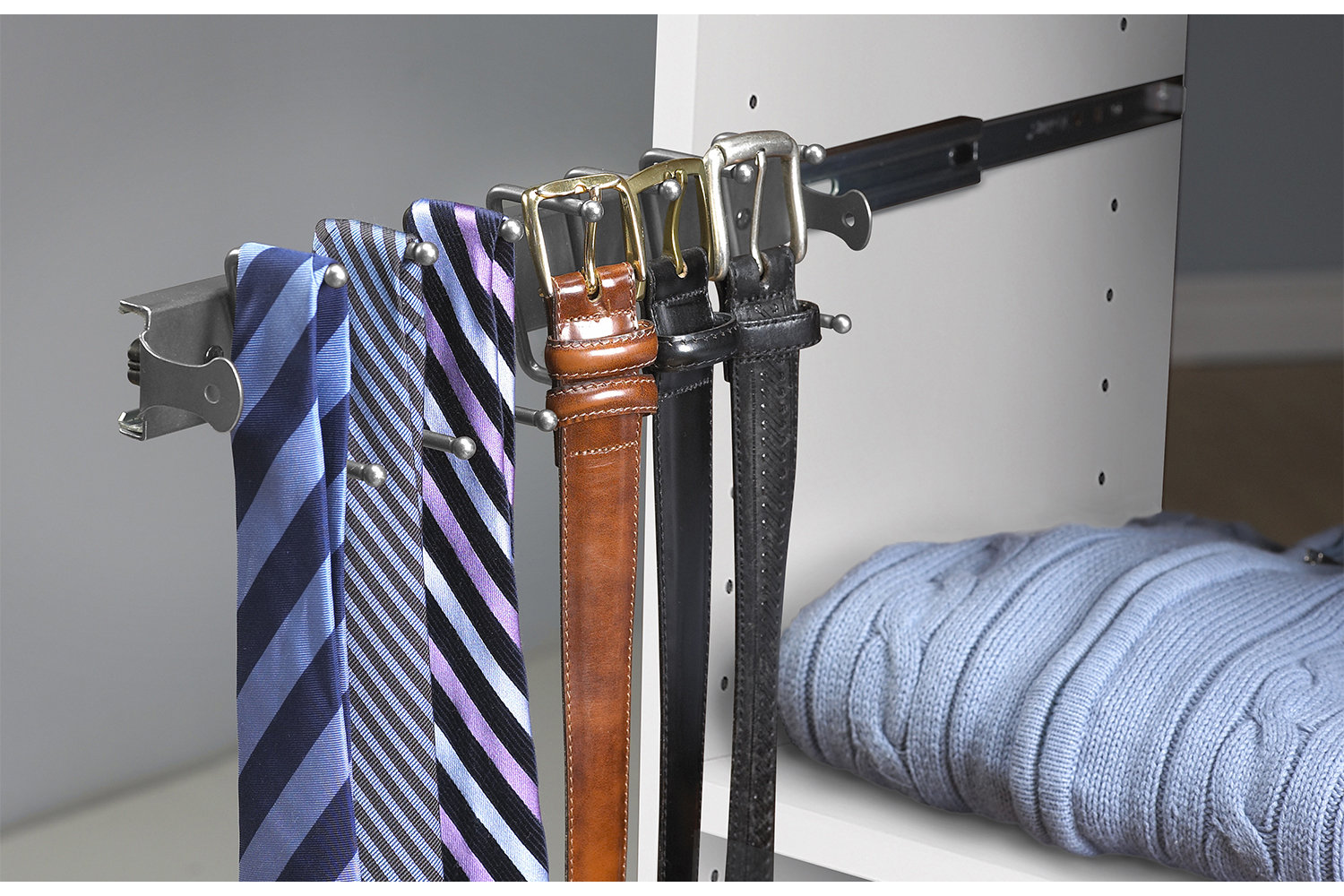 Closetmaid Sliding Tie and Belt Rack SuiteSymphony Steel Wall Mounted ...