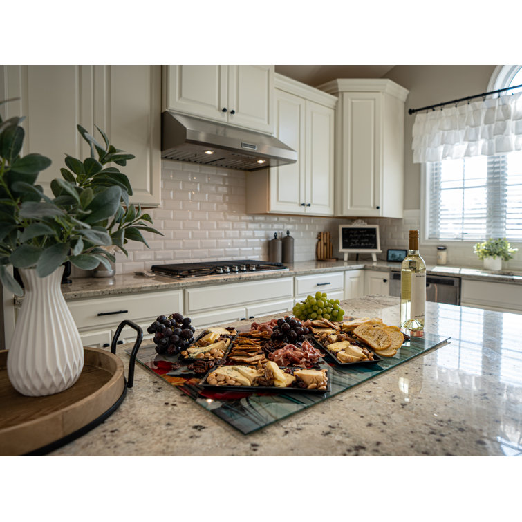 Festive Fit Home Stove Top Cover - Mixed Tile Tempered Glass, Gas and ...