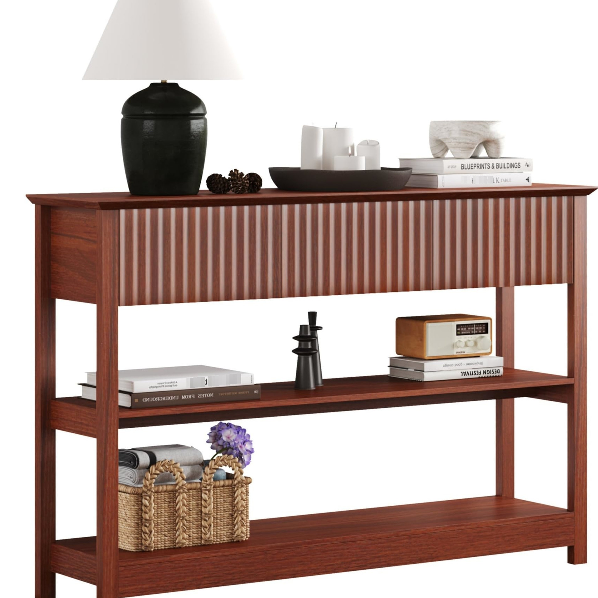 Latitude Run® 47 Fluted Hallway Display Table With Double Compartments ...