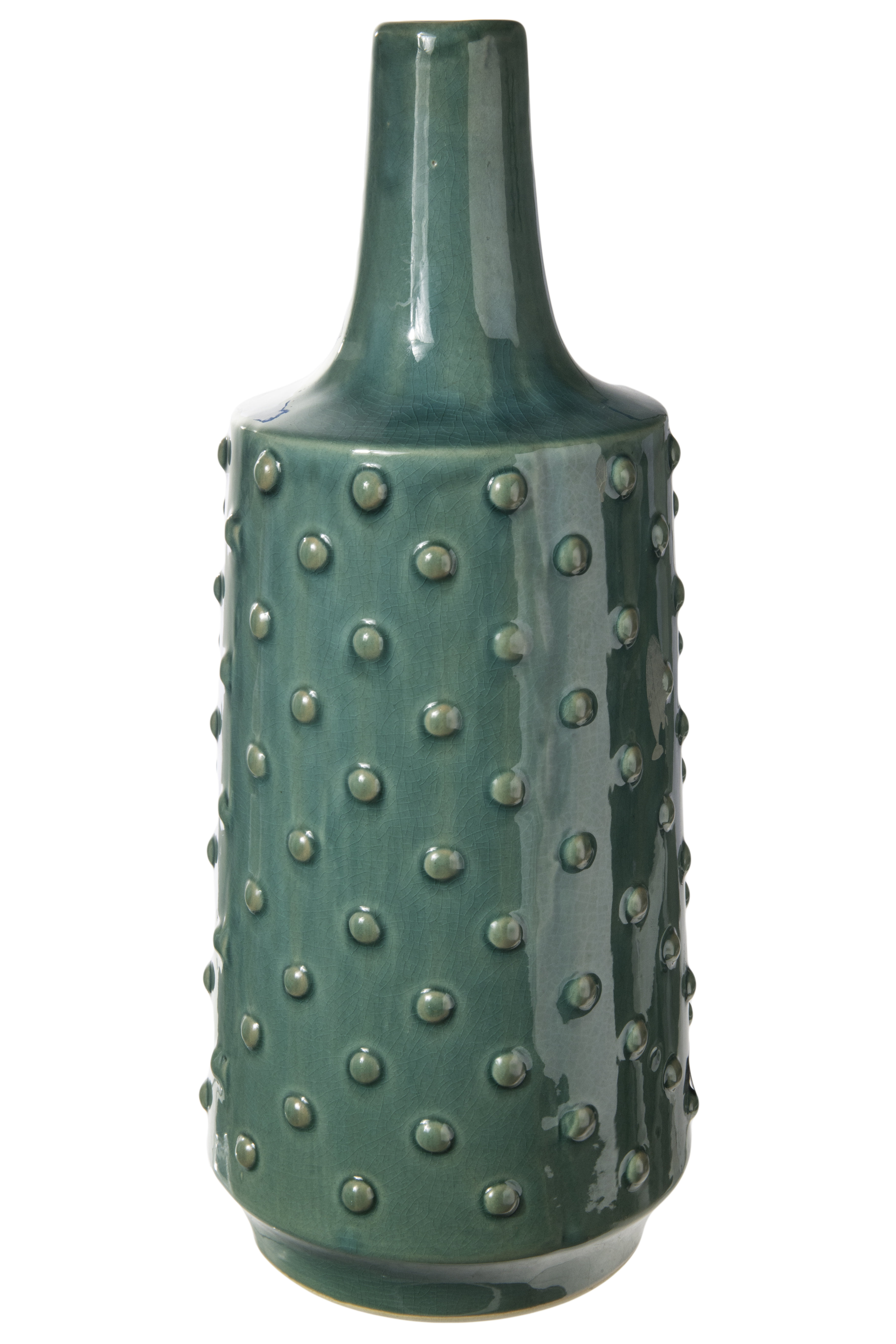 Dakota Fields Ceramic Round Vase With Narrow Mouth, Embossed Dotted ...