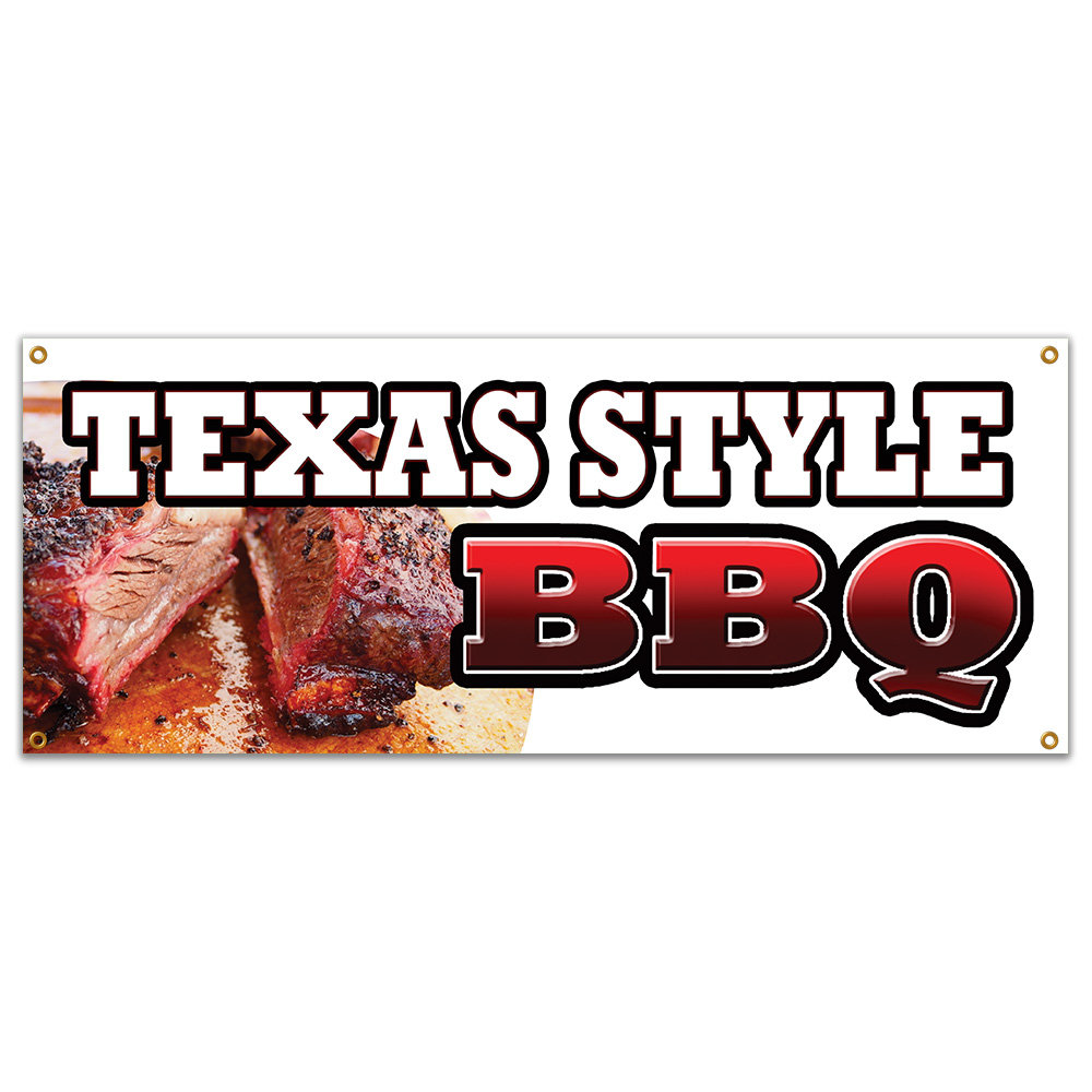 SignMission TEXAS STYLE BBQ BANNER SIGN Beef Brisket Ribs Pork Bar B ...