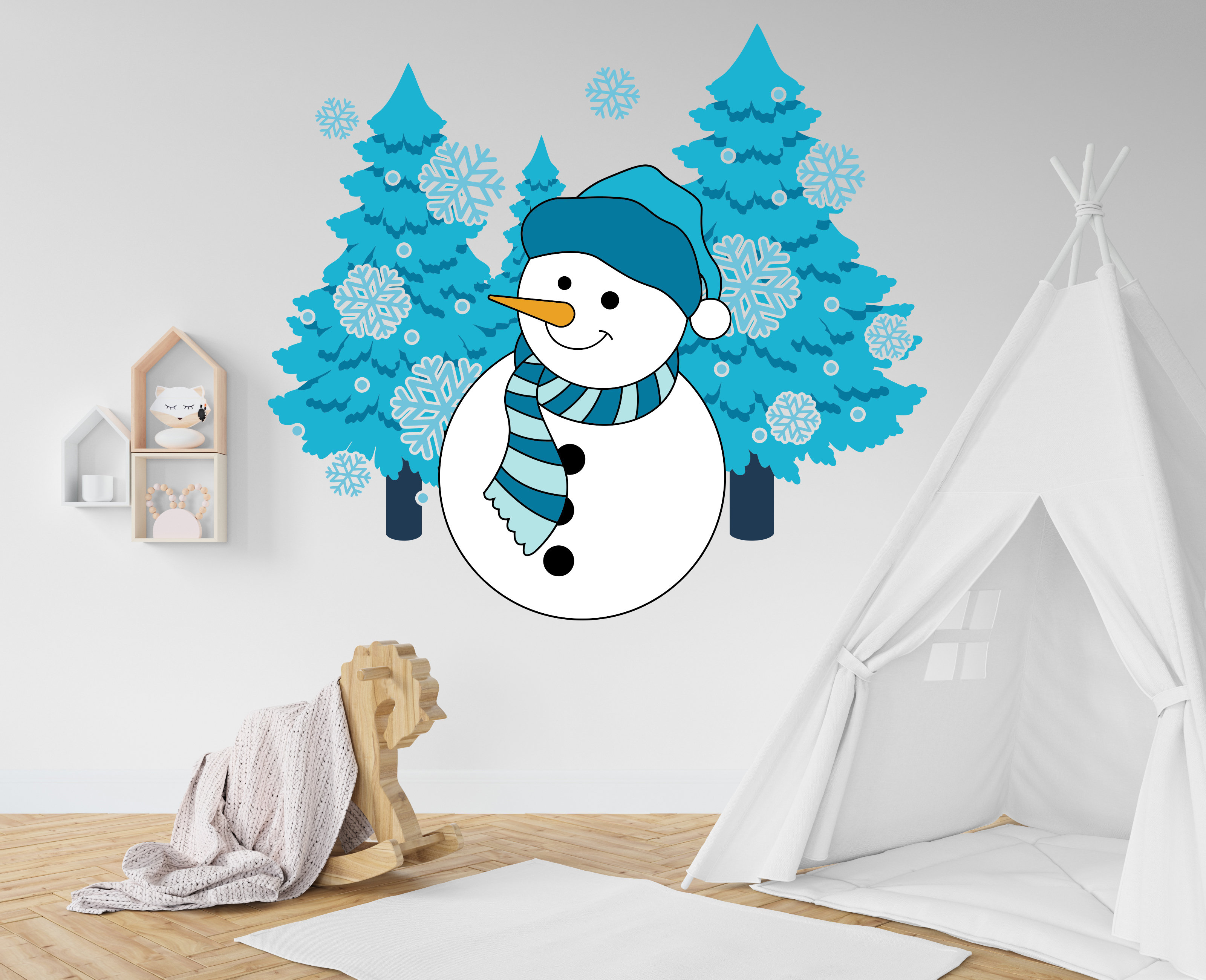 The Holiday Aisle® Snowman Winter Tree Christmas Wall Decal - Christmas ...