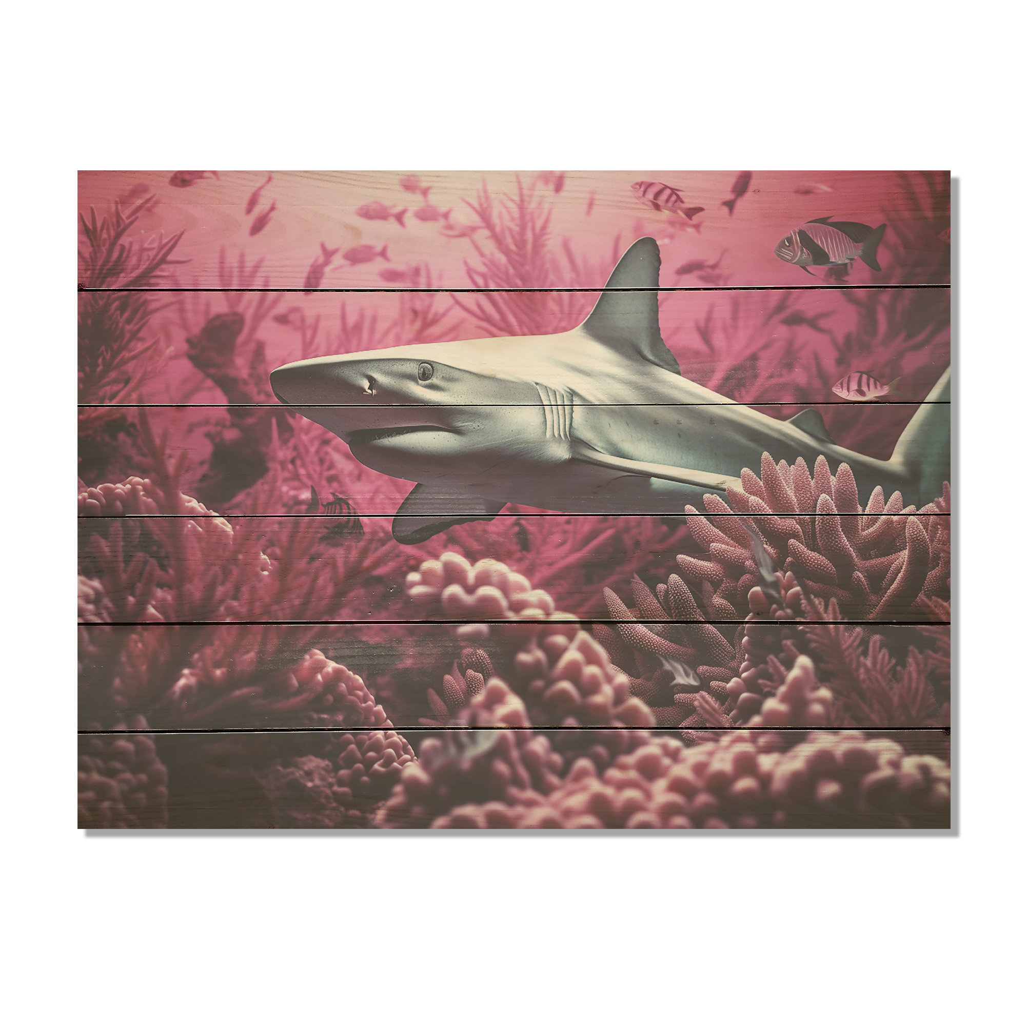 Highland Dunes Hammerhead Purple Sharks - Coastal Coral Under Water ...