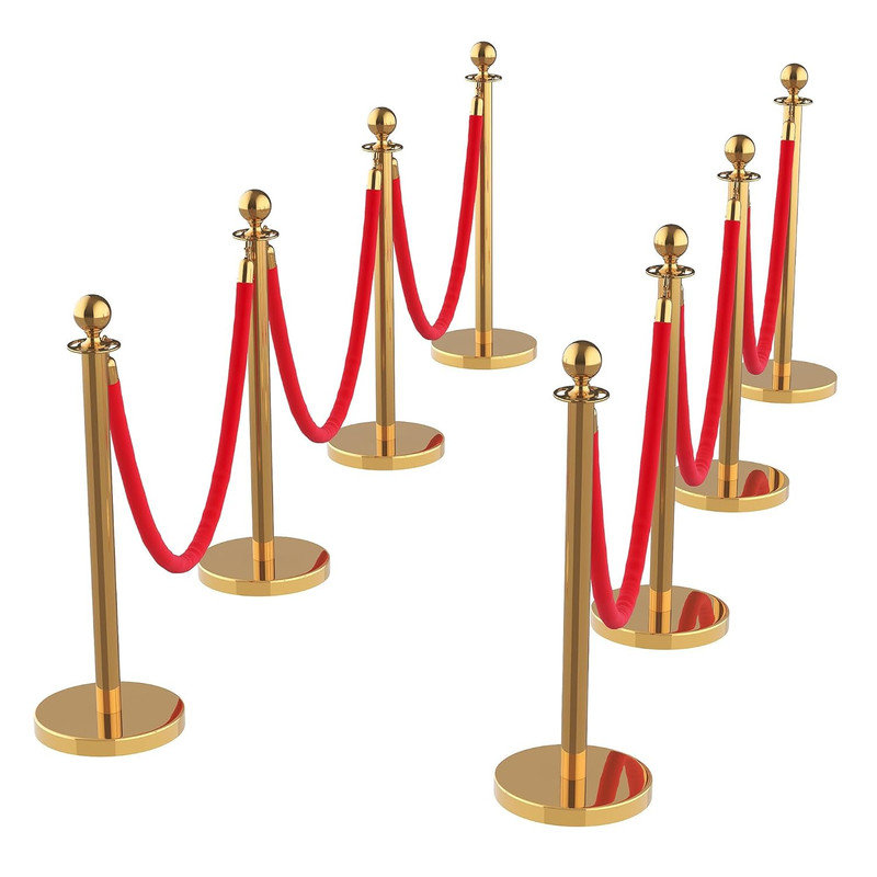 Espiron Optimum 8-Pack Sturdy Gold Stanchion Posts, 6Pcs 5FT Red Velvet ...