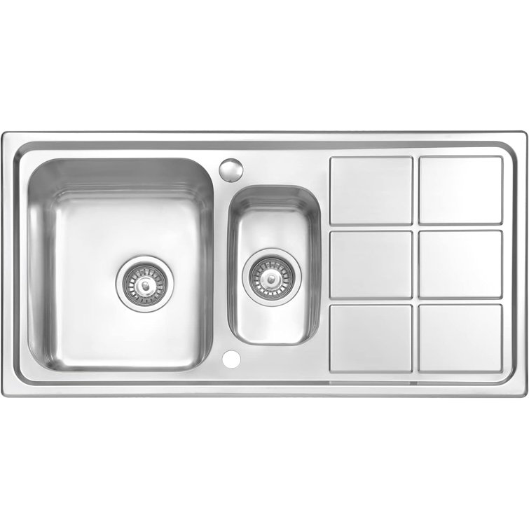 Marlow Home Co. Argelio 500mm W Double Bowl Stainless Steel Drop-In ...