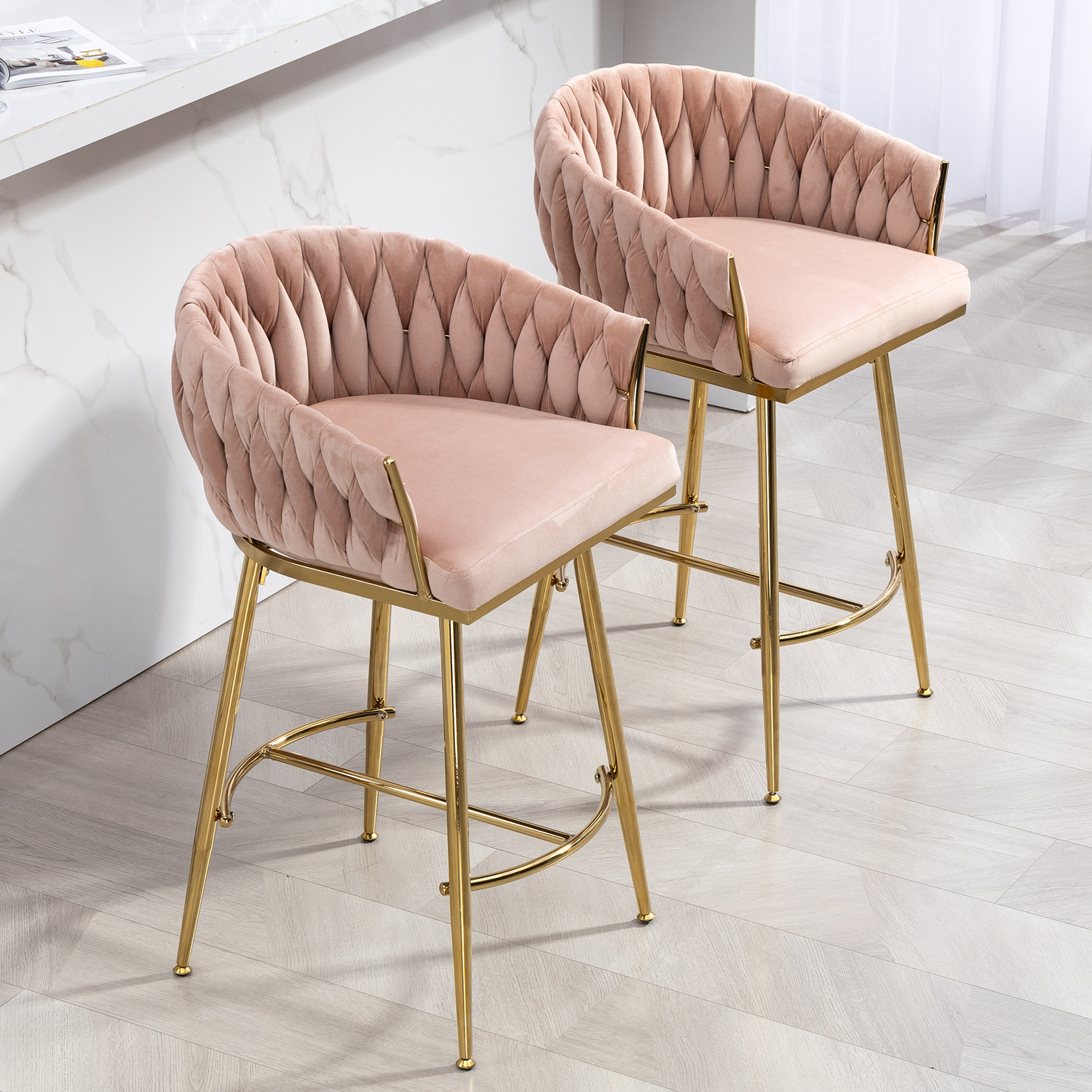 Mercer41 Counter Height Bar Stools Set Of 2 Kitchen Island Counter Bar ...
