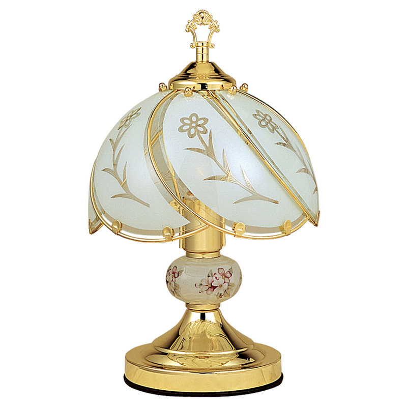 Rosdorf Park Gurtie 14" Gold Bedside Table Lamp With White Flowers ...