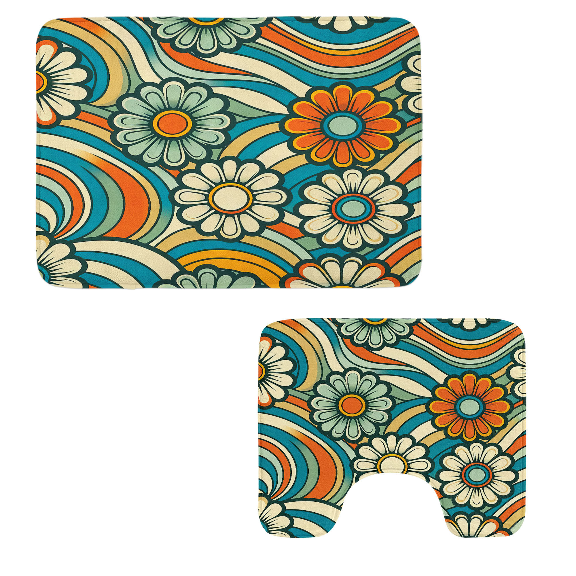 East Urban Home Hippie Bathroom Rug Set 2 Pieces Rectangle & Contour ...