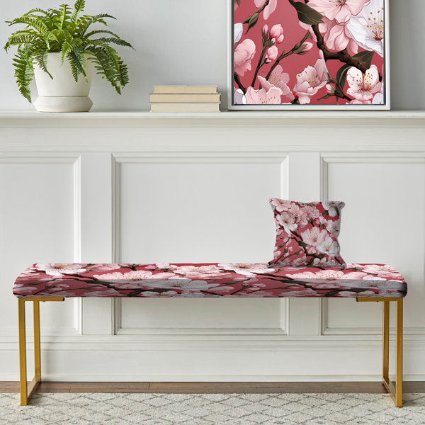 Design Art Pink Sakura Blossoms Floral - Japanese Upholstered Gold ...
