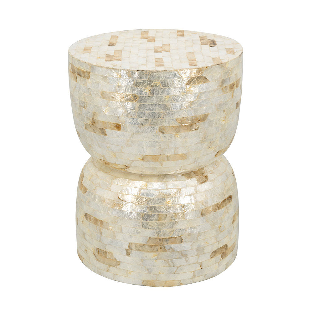 Dakota Fields Koda Capiz Hourglass End Table with Pedestal Base | Wayfair