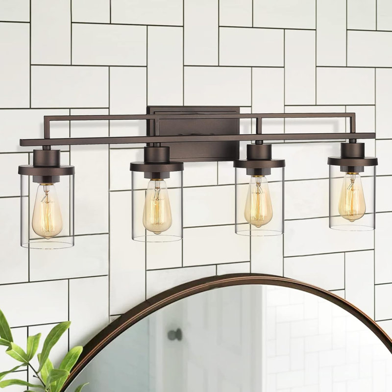 17 Stories 4-Light Vintage Vanity Light, Oil Rubbed Bronze Bathroom ...