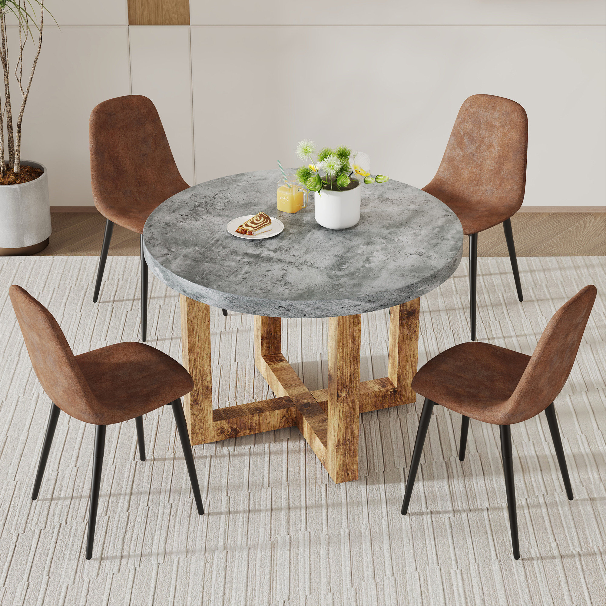 Creationstry Dining Table Made of MDF Tabletop And Wooden MDF Table ...