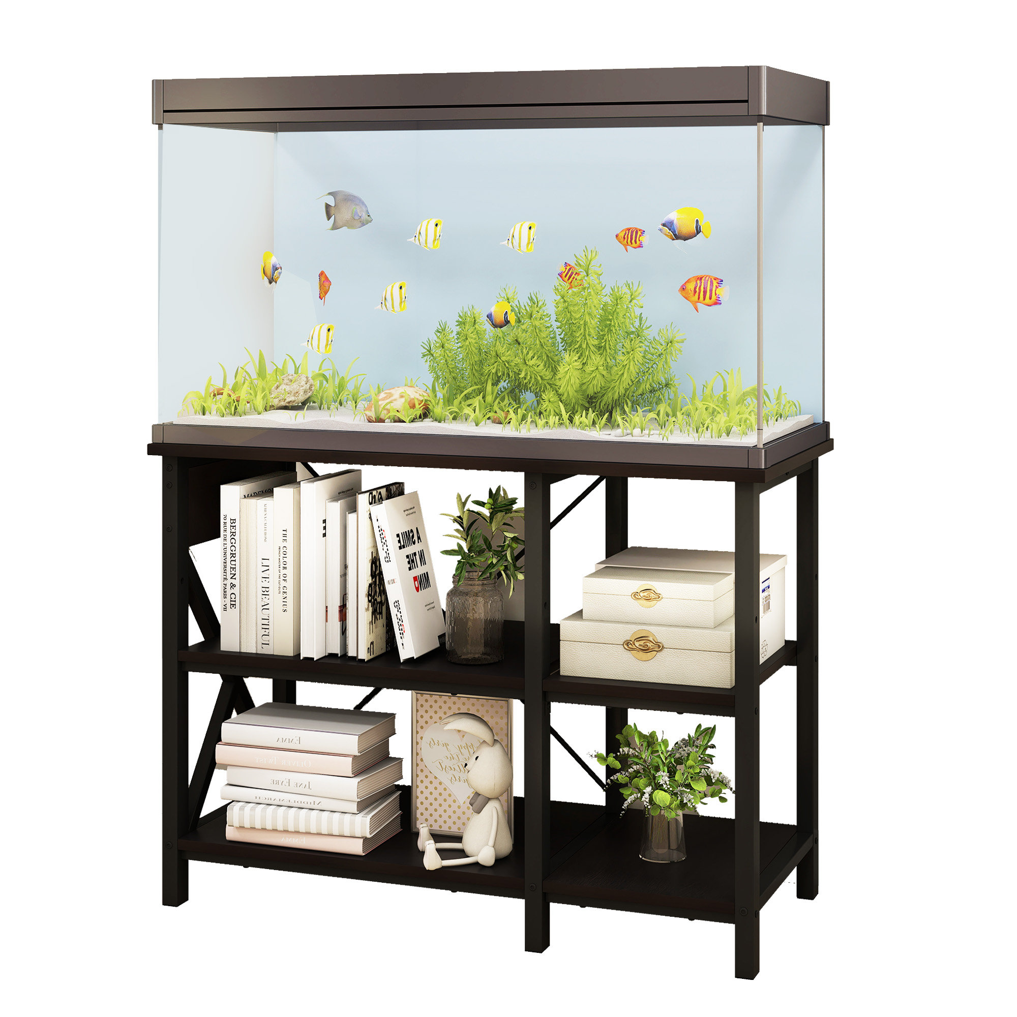Ebern Designs 40-50 Gallon Metal Aquarium Stand Fish Tank Stand with 3 ...