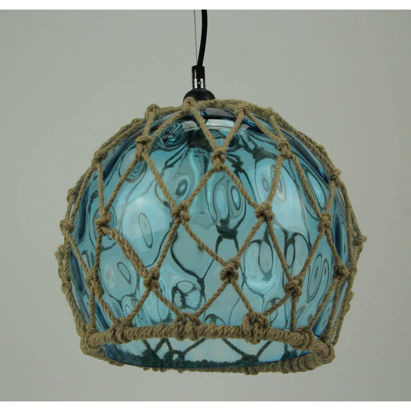 Longshore Tides Blue Rope Wrapped Glass Pendant Light Coastal Ceiling ...