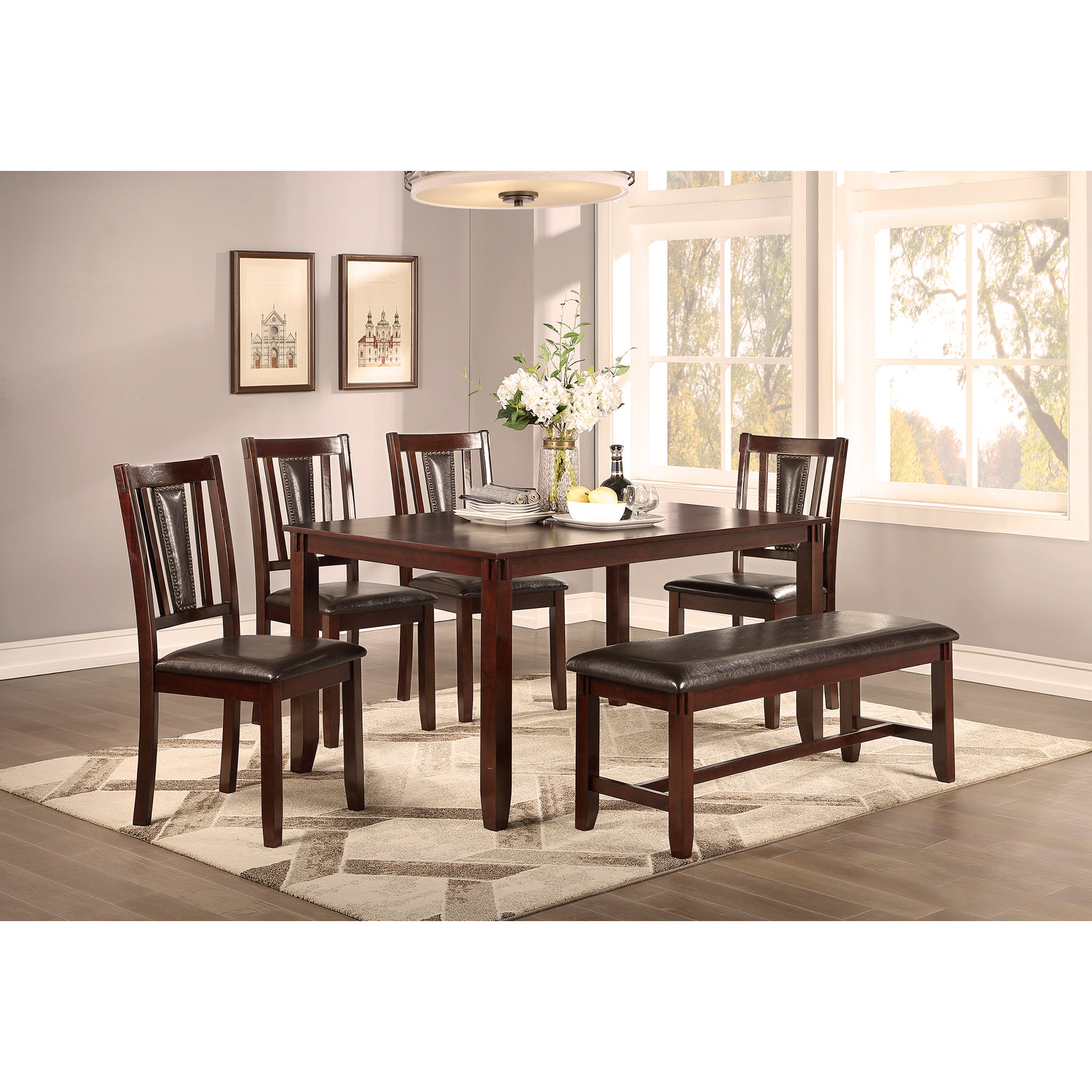 Lark Manor™ Dining Room Furniture Espresso Color 6pc Set Dining Table ...