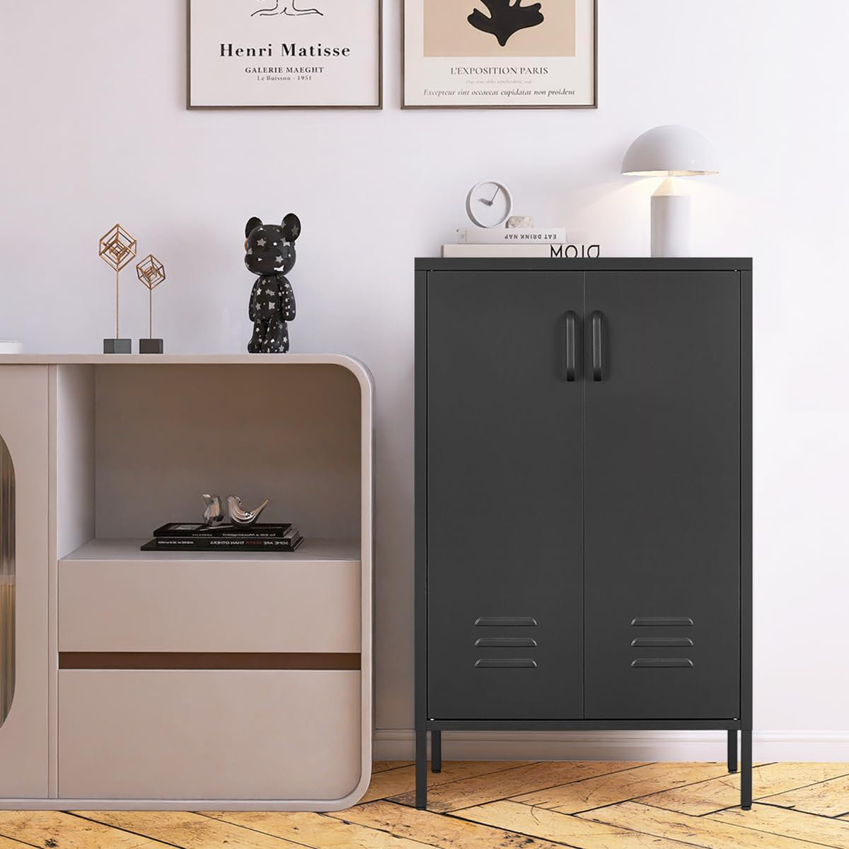 17 Stories Metal Locker Storage Cabinet,black Accent Storage Cabinet ...