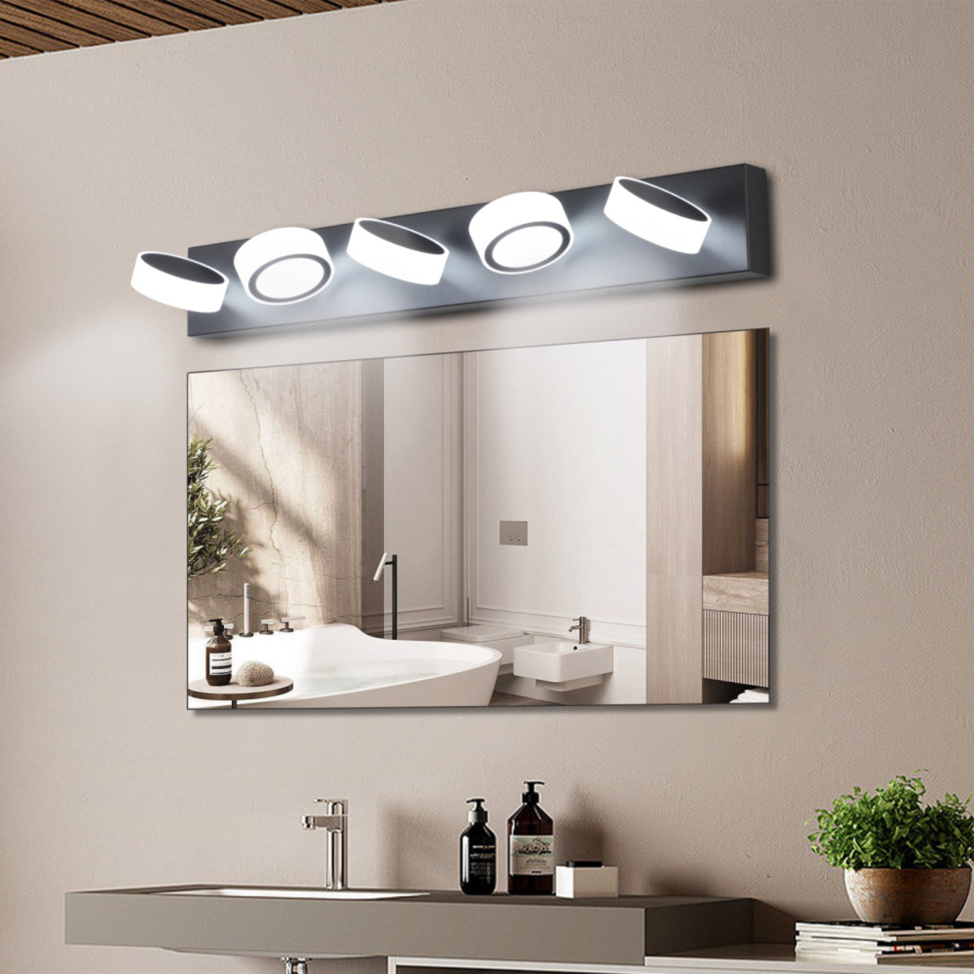 Brayden Studio 37" Modern Rotatable 5-light Led Vanity Light, Bathroom ...