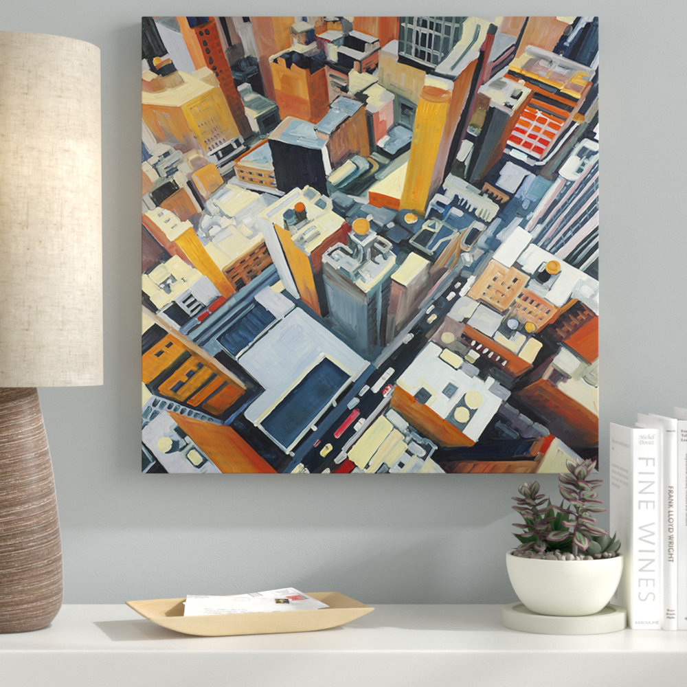 Ebern Designs 'High Top View of Buildings in New York' Oil Painting ...