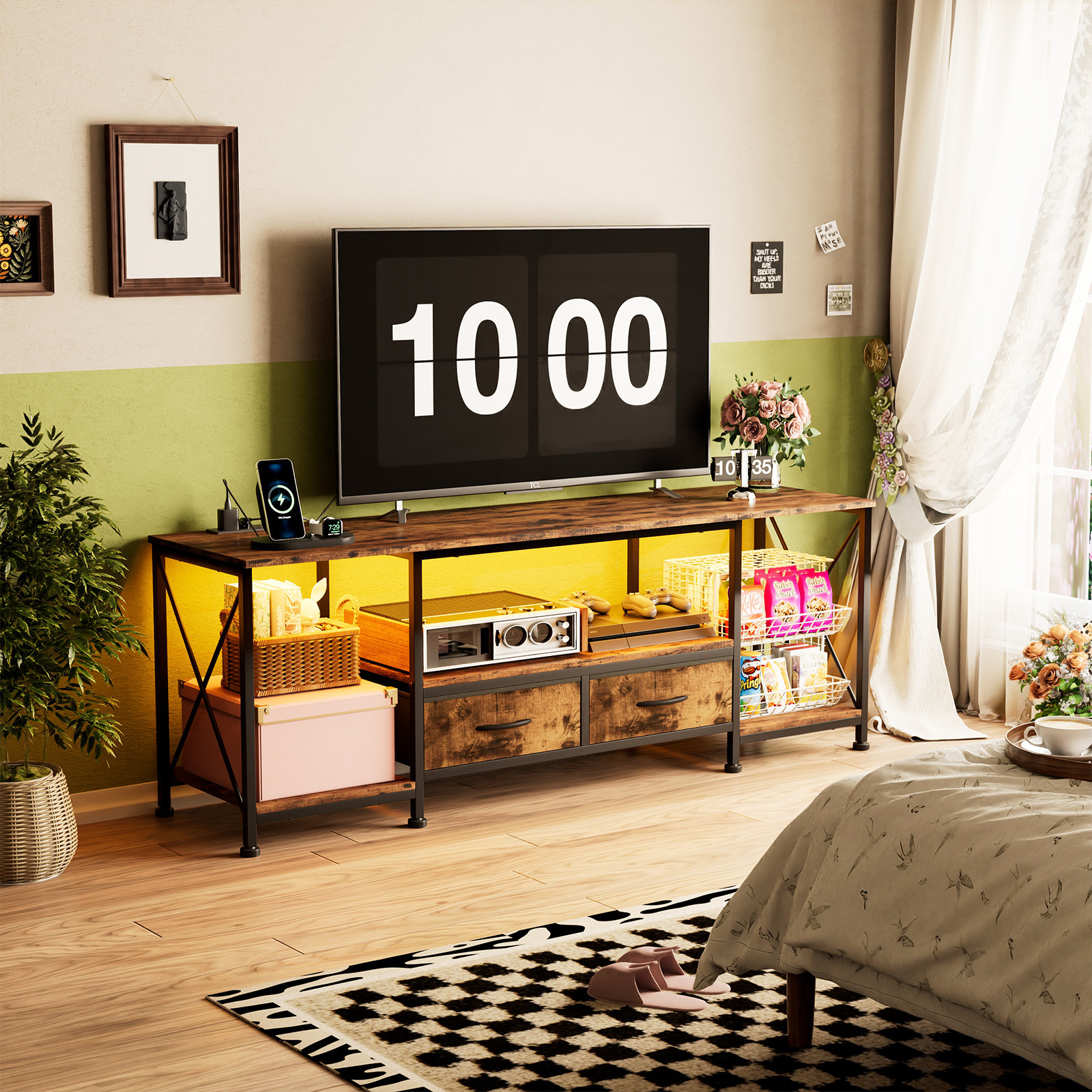 Wrought Studio™ TV Stand & Entertainment Center with Power Outlets ...