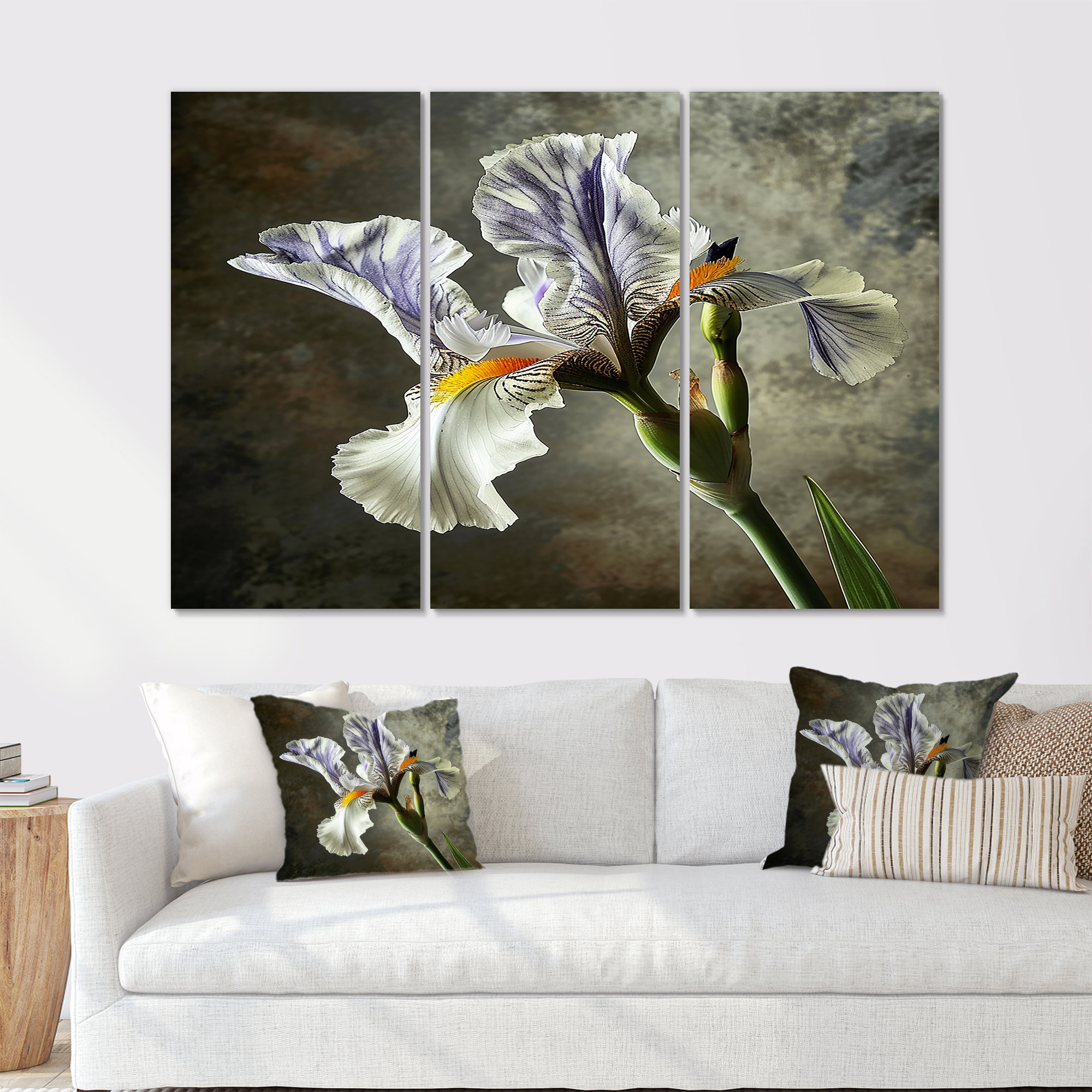 Design Art Blossoming Iris Flower Close-Up - Irises Wall Art Decor Set ...