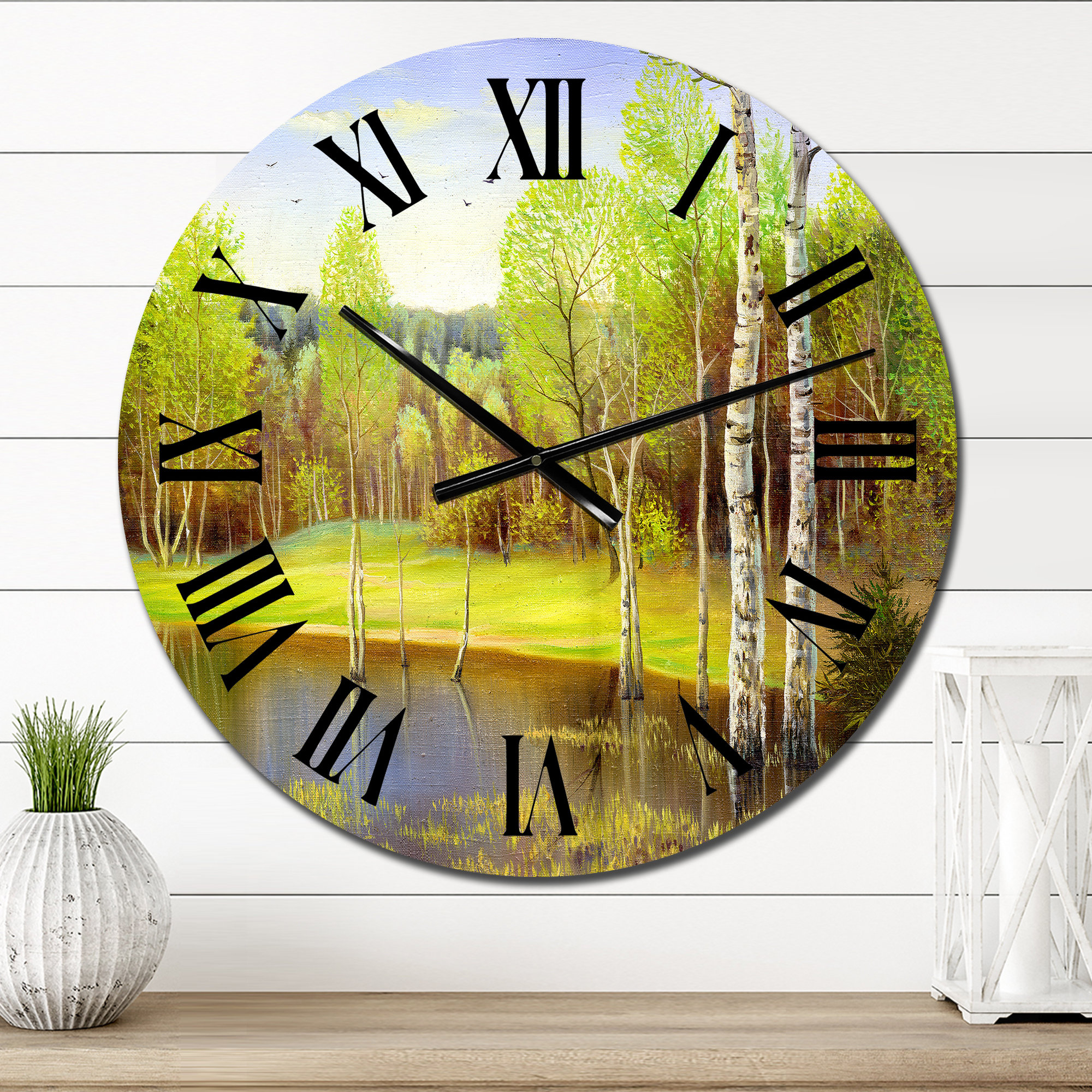 East Urban Home Beautiful Summer River Green Landscape IV - Country ...