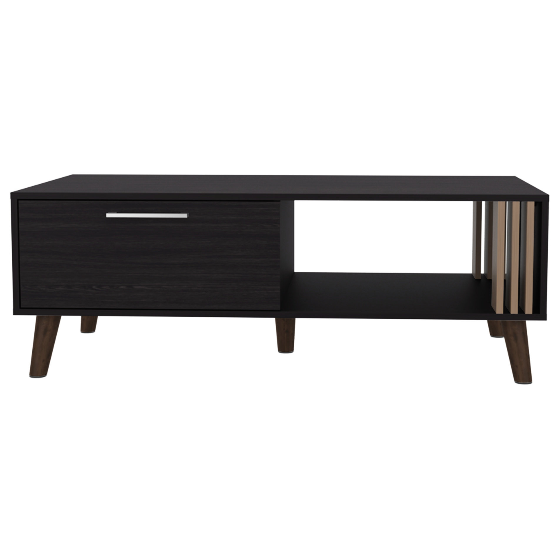 George Oliver Living Room Coffee Table With Pull-down Cabinet And Extra ...