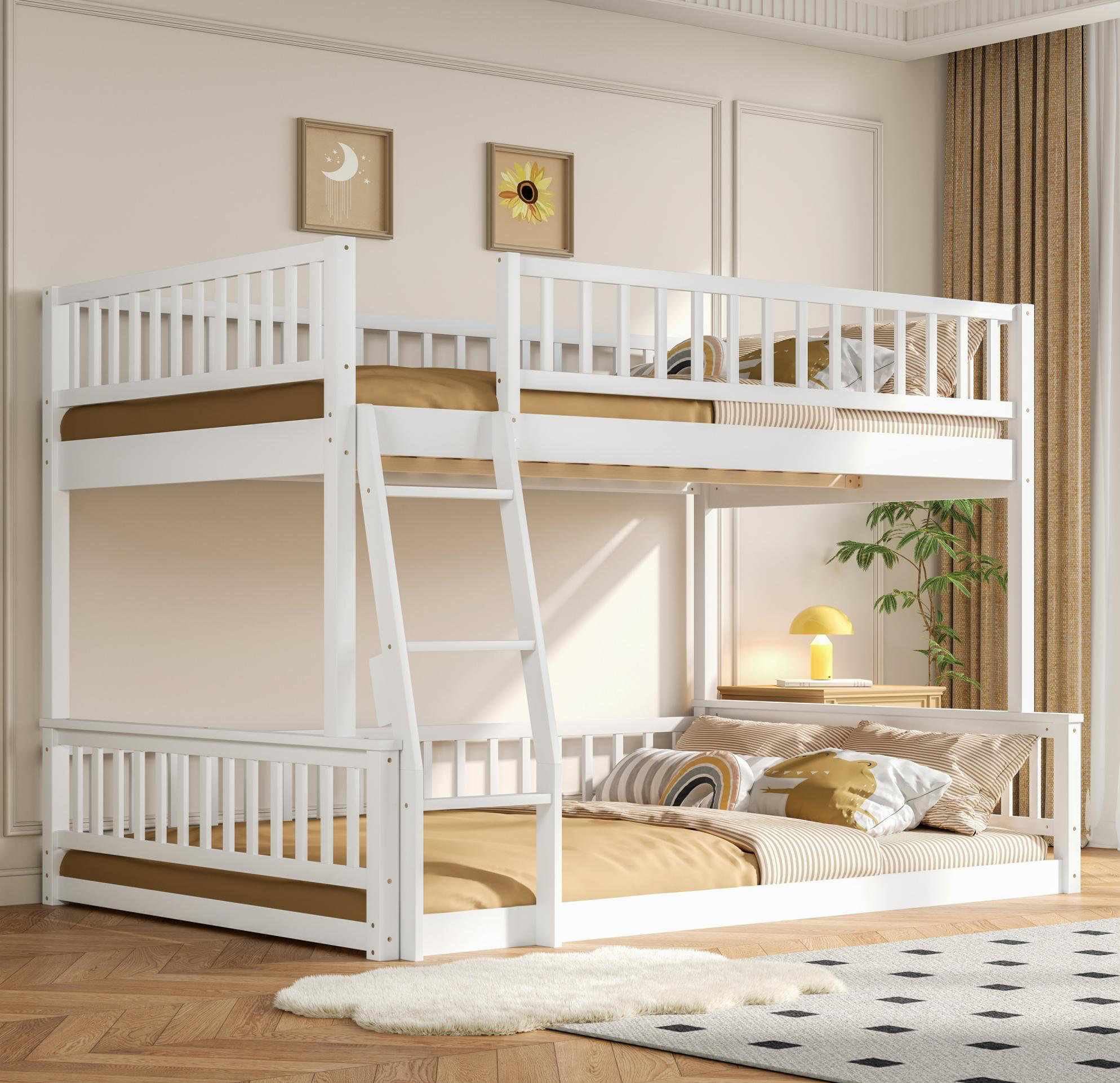 Ebern Designs Full XL over Queen Bunk Bed with Ladder and Guardrails ...