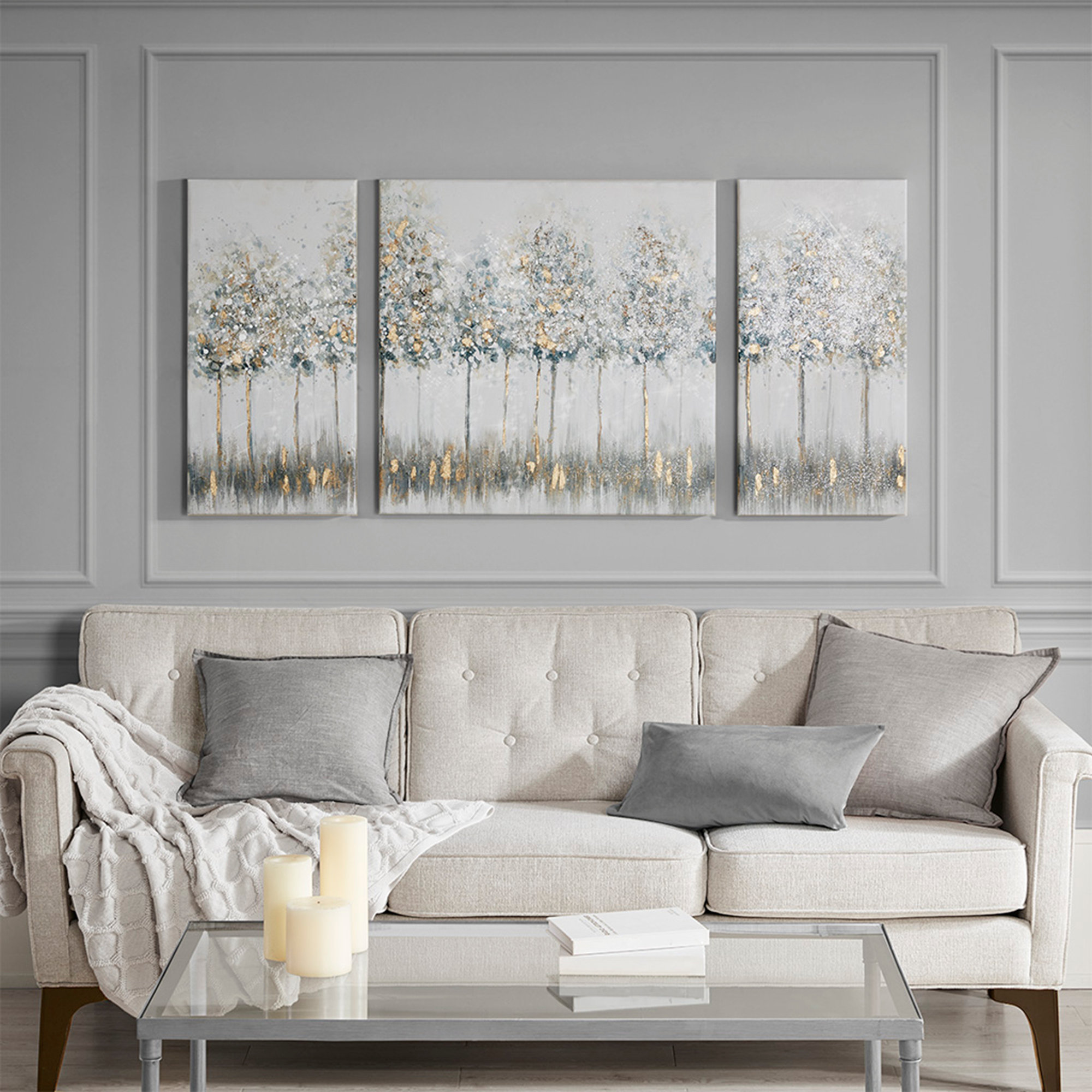 Everly Quinn Gold Foil Triptych 3-piece Canvas Wall Art Set | Wayfair