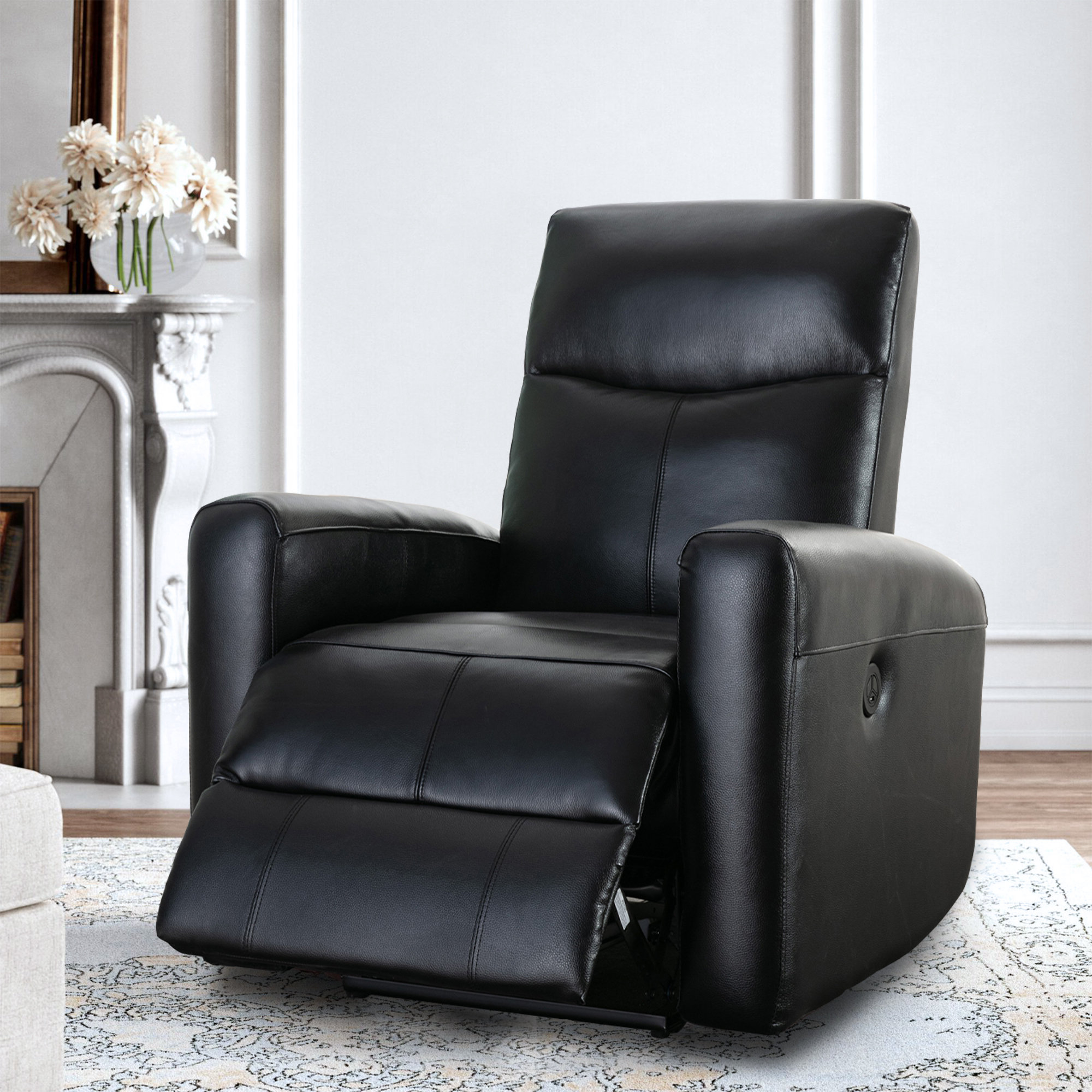 Latitude Run® Genuine Leather Power Reclining Massage Chair & Reviews ...