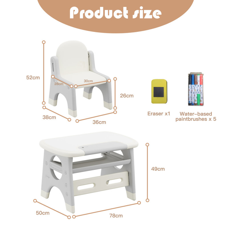 Benarita Kids 2 Piece Play / Draw Table and Chair Set & Reviews | Wayfair