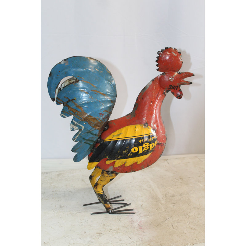 Nifao Collection Colorful Thin Metal Rooster, Cockerel Statue 16" x 6 ...