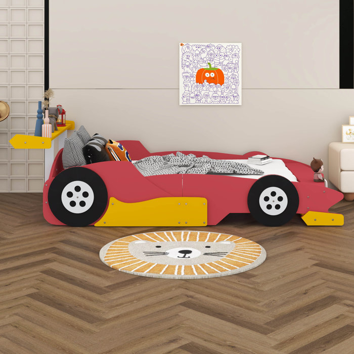 Youzi Unfinished Race Car-Shaped Platform Bed with Wheels | Wayfair